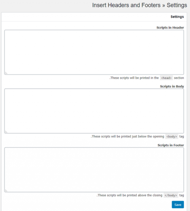 قرار دادن کد در هدر و فوتر با افزونه Insert Headers And Footers W3design 